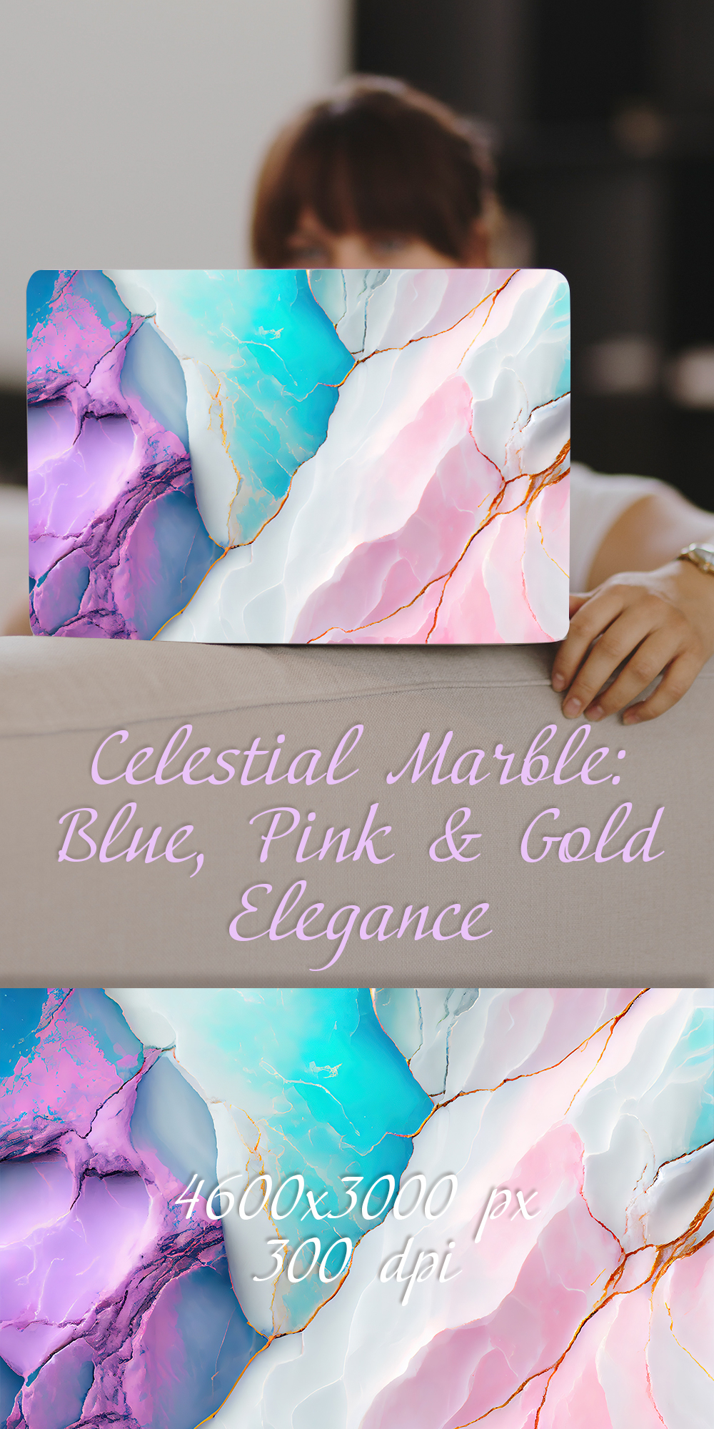 Celestial Marble: Blue, Pink & Gold Elegance