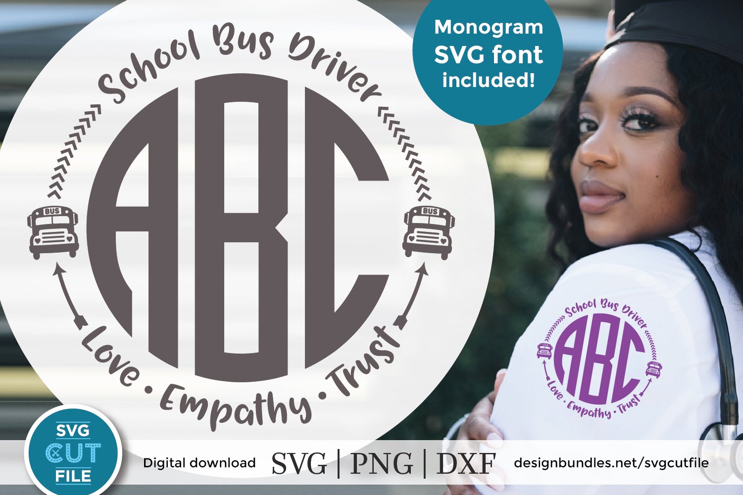 School Bus Driver monogram svg - a schoolbus driver svg file