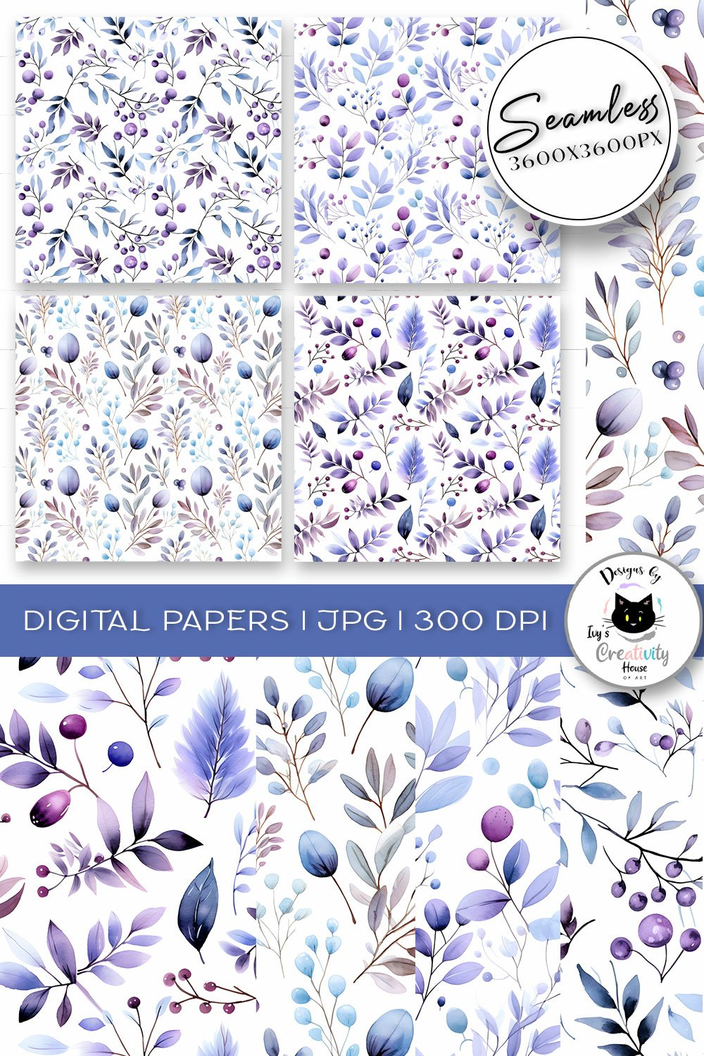 Floral Winter Digital Paper | Seamless Boho Winter Patterns
