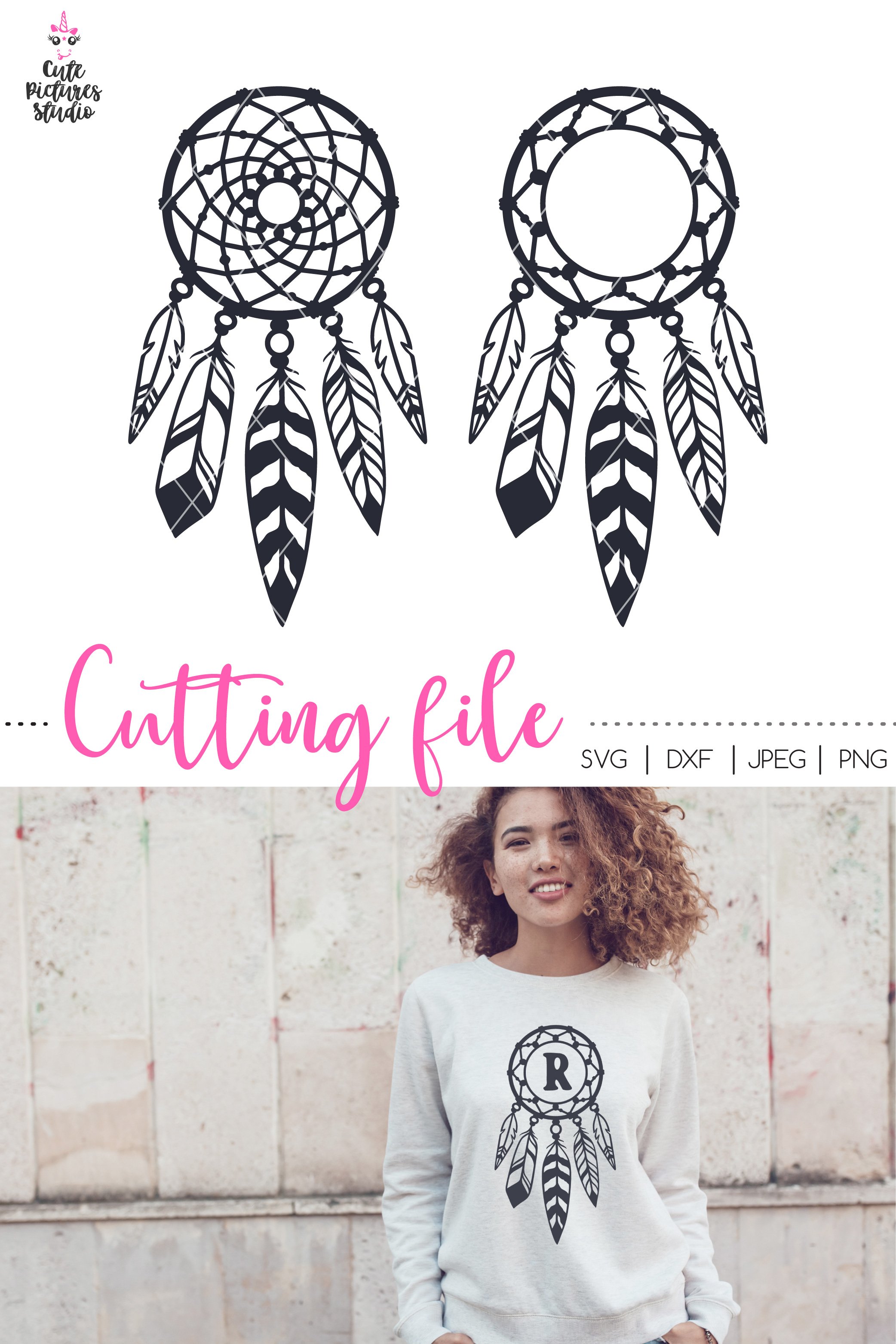 Boho Dreamcatcher Cricut SVG cut file, Feather SVG png dxf