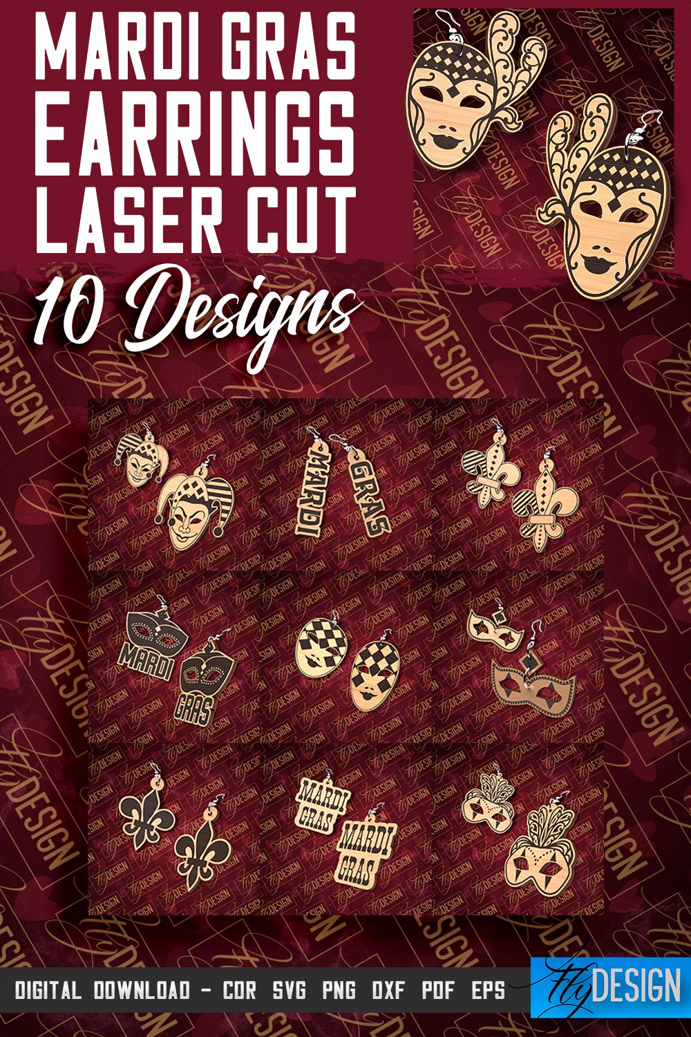 Mardi Gras Earrings Laser Cut|3d Mardi Gras Layered Earrings