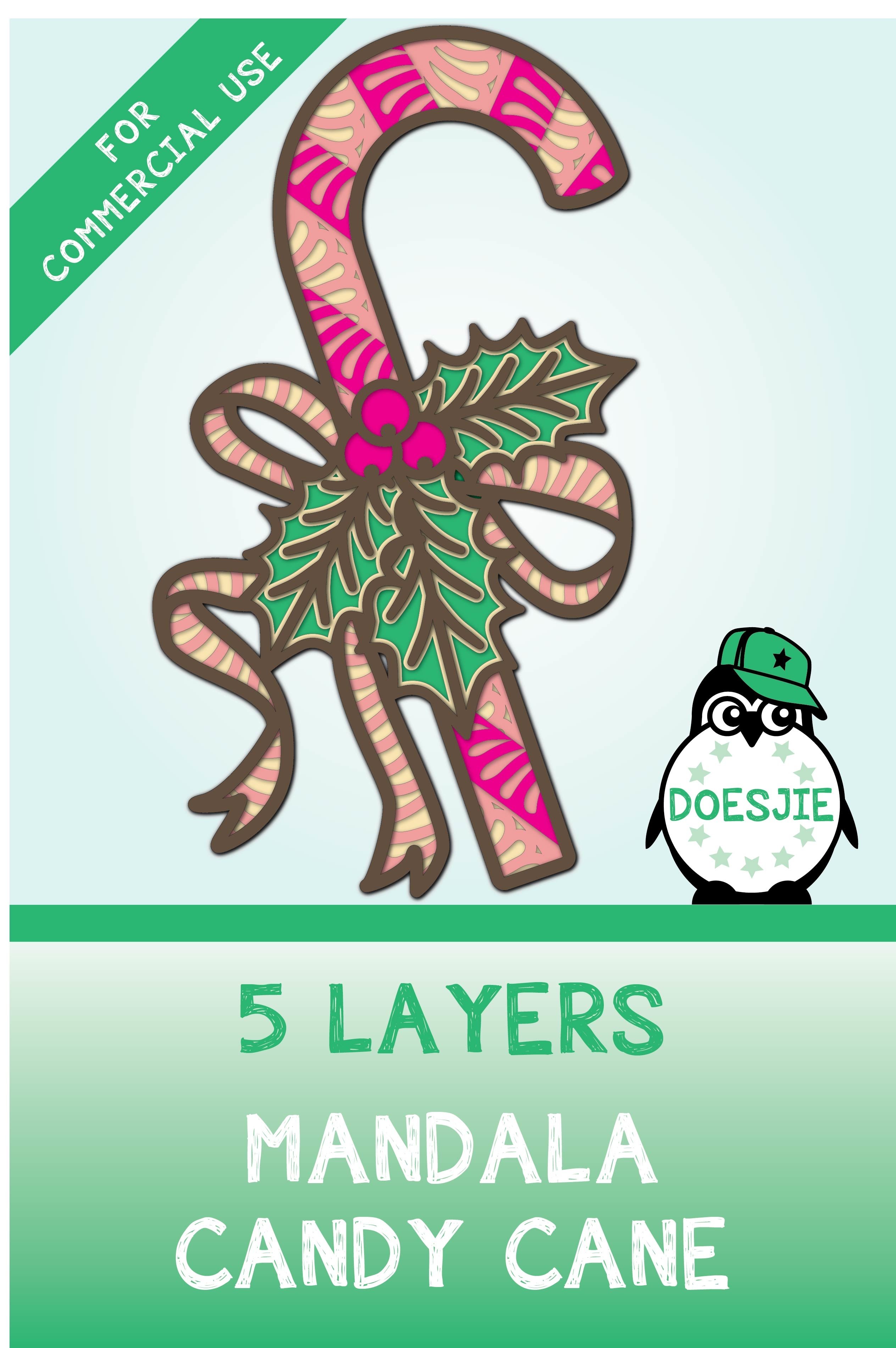 Christmas 3D Candy Cane candy layered multi layer mandala