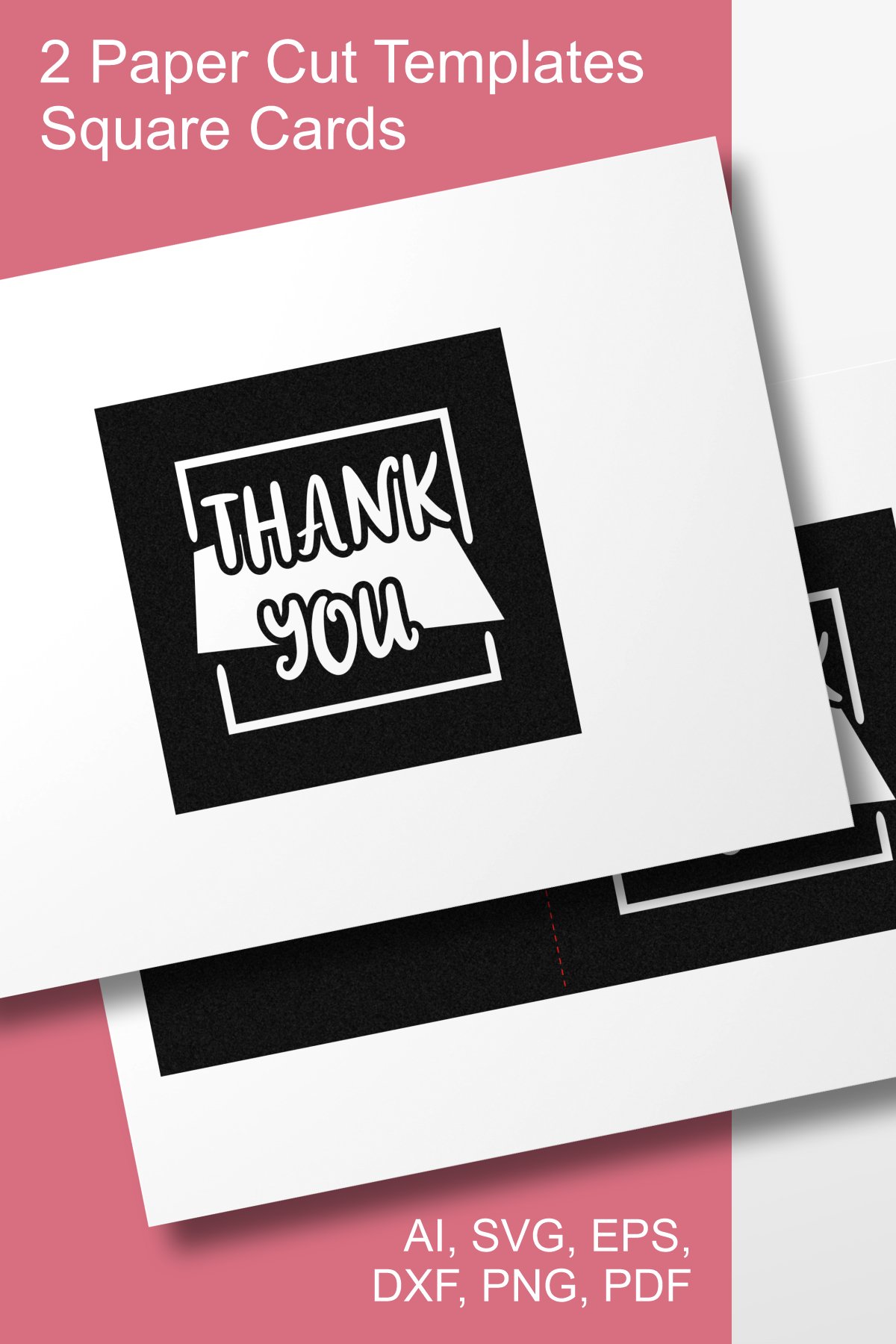 Curly Thank You Square Card Templates Set Paper Cut SVG