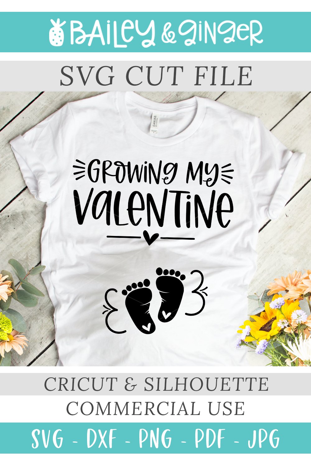 Growing My Valentine SVG - Valentine's Day Maternity SVG