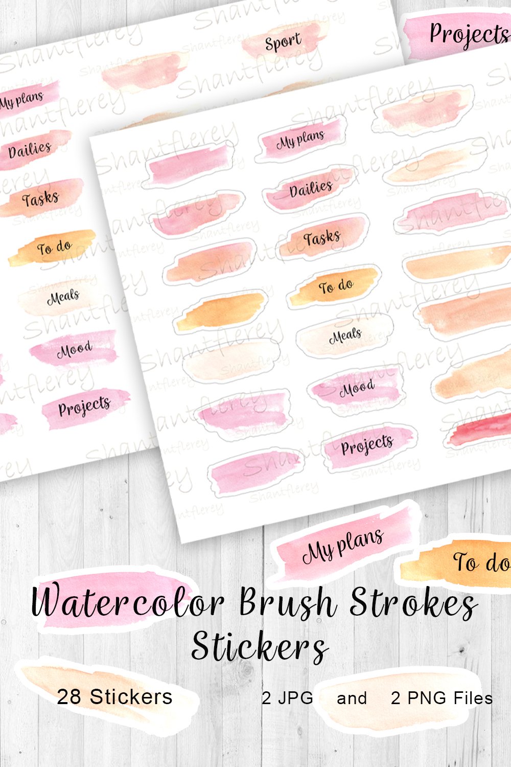 Watercolor Stickers, Bullet Journal & Planner (1294602)