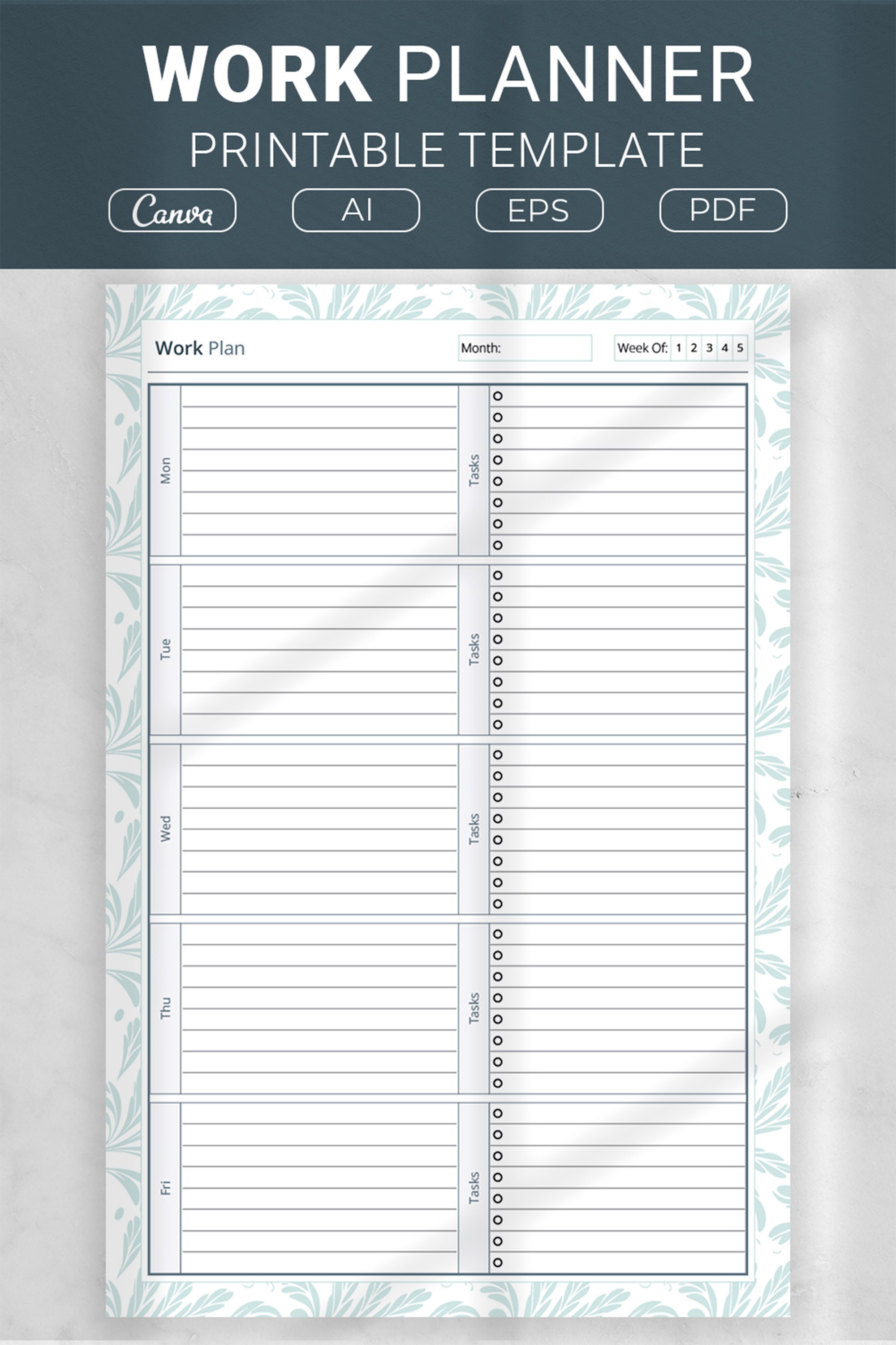 Work Planner Printable Template (2921010)