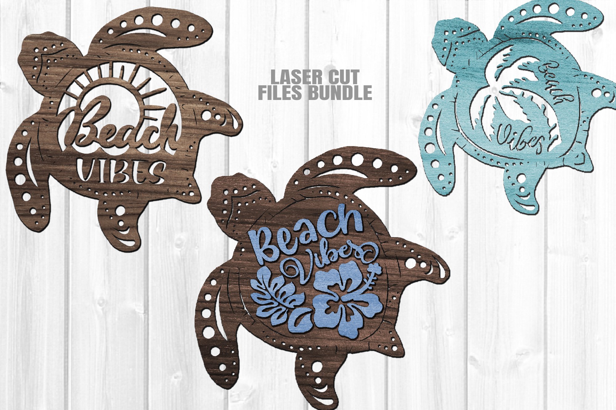 Turtle SVG Bundle | Beach Vibes SVG | Beach Sign Laser Files