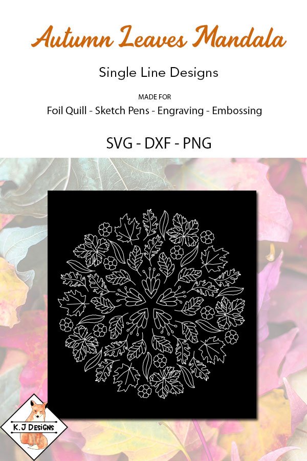 Fall Leaves Mandala SVG for Foil Quill | Single Line Designs