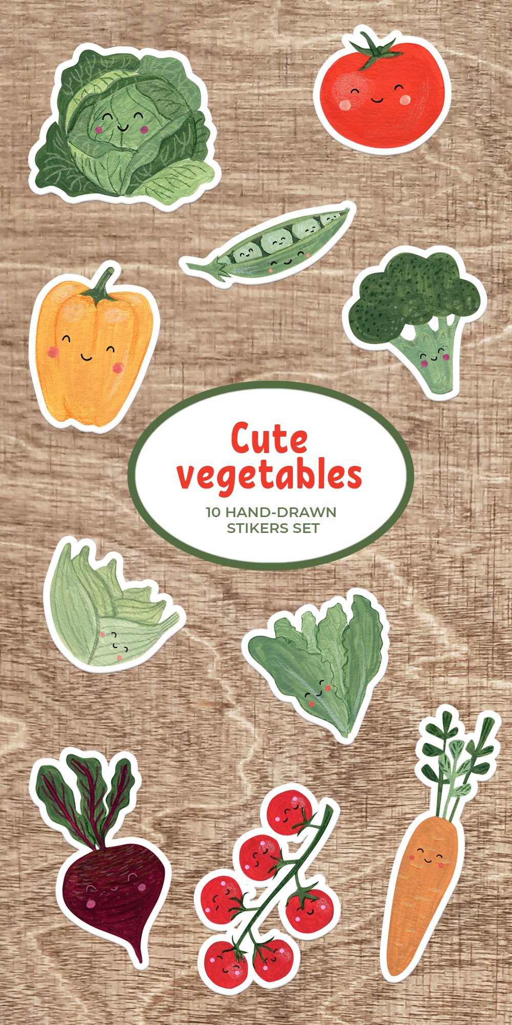 Cute vegetables stickers