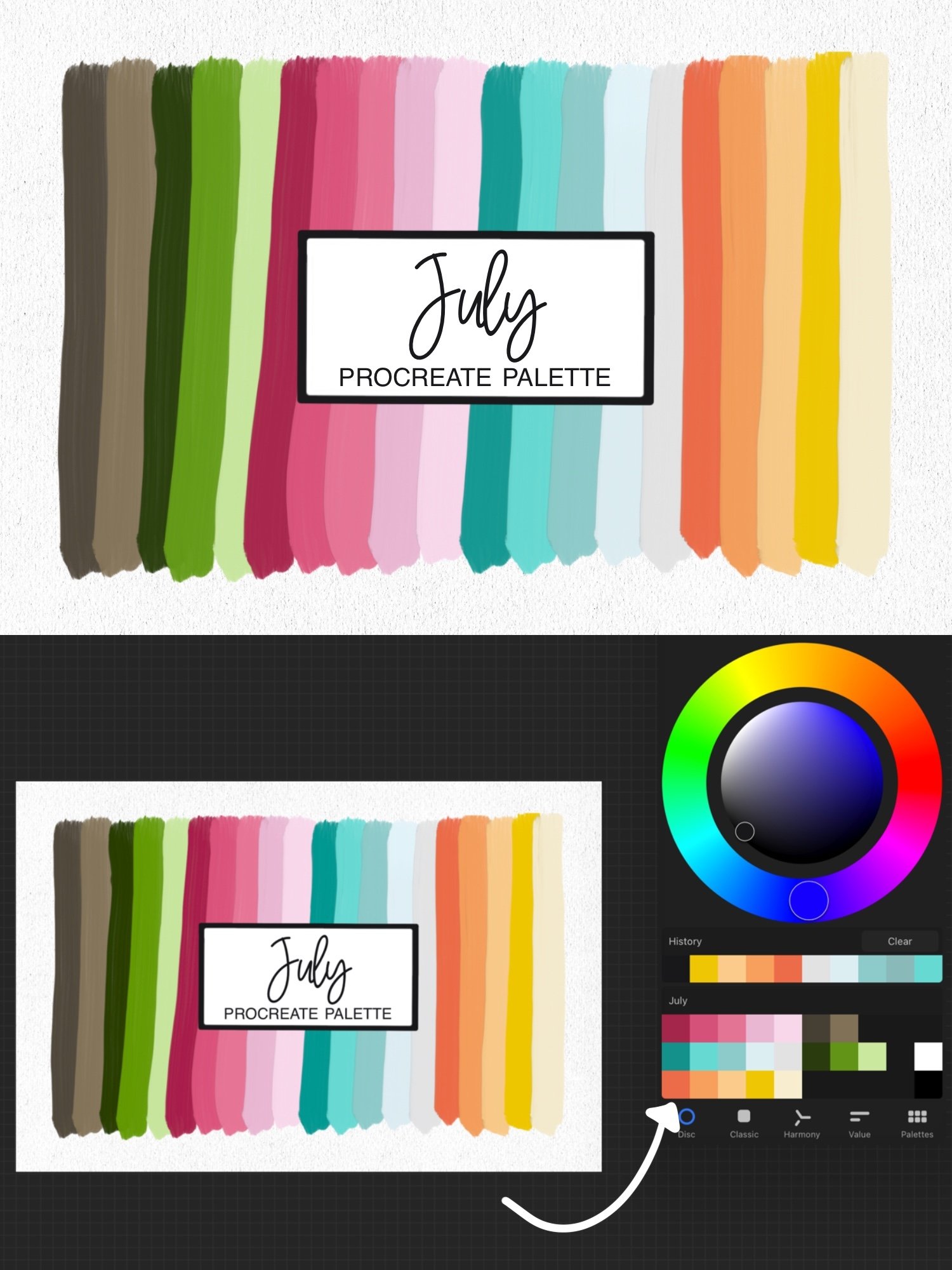 July Procreate Color Palette | Summer