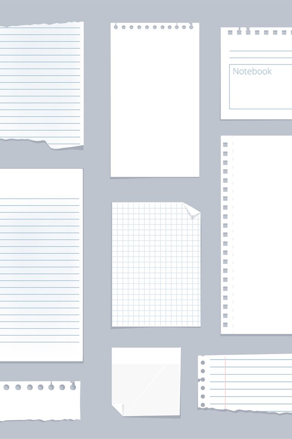Note papers. Lined notes set stripe sheets vector notebook t