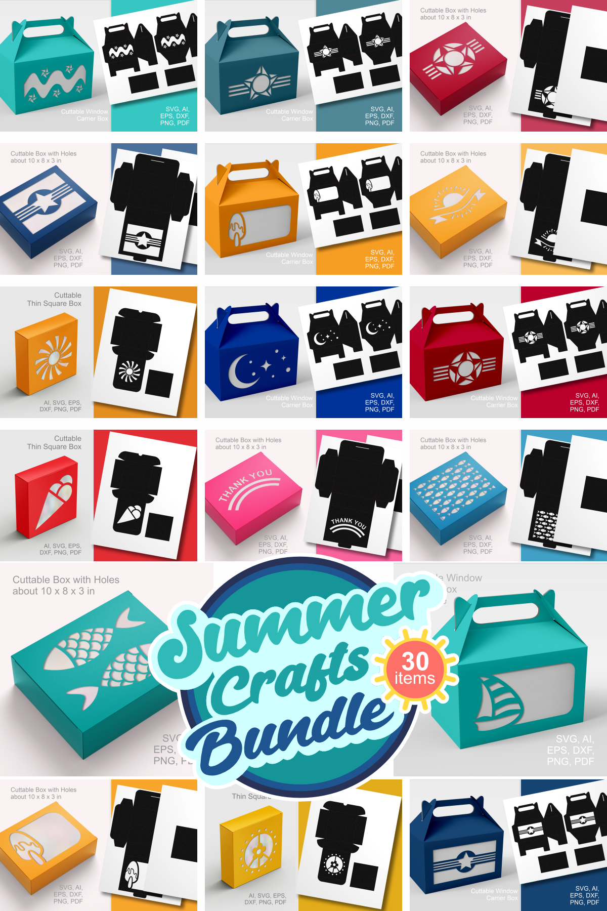 Summer Crafts Bundle - Paper Cut Bundle of 30 pcs
