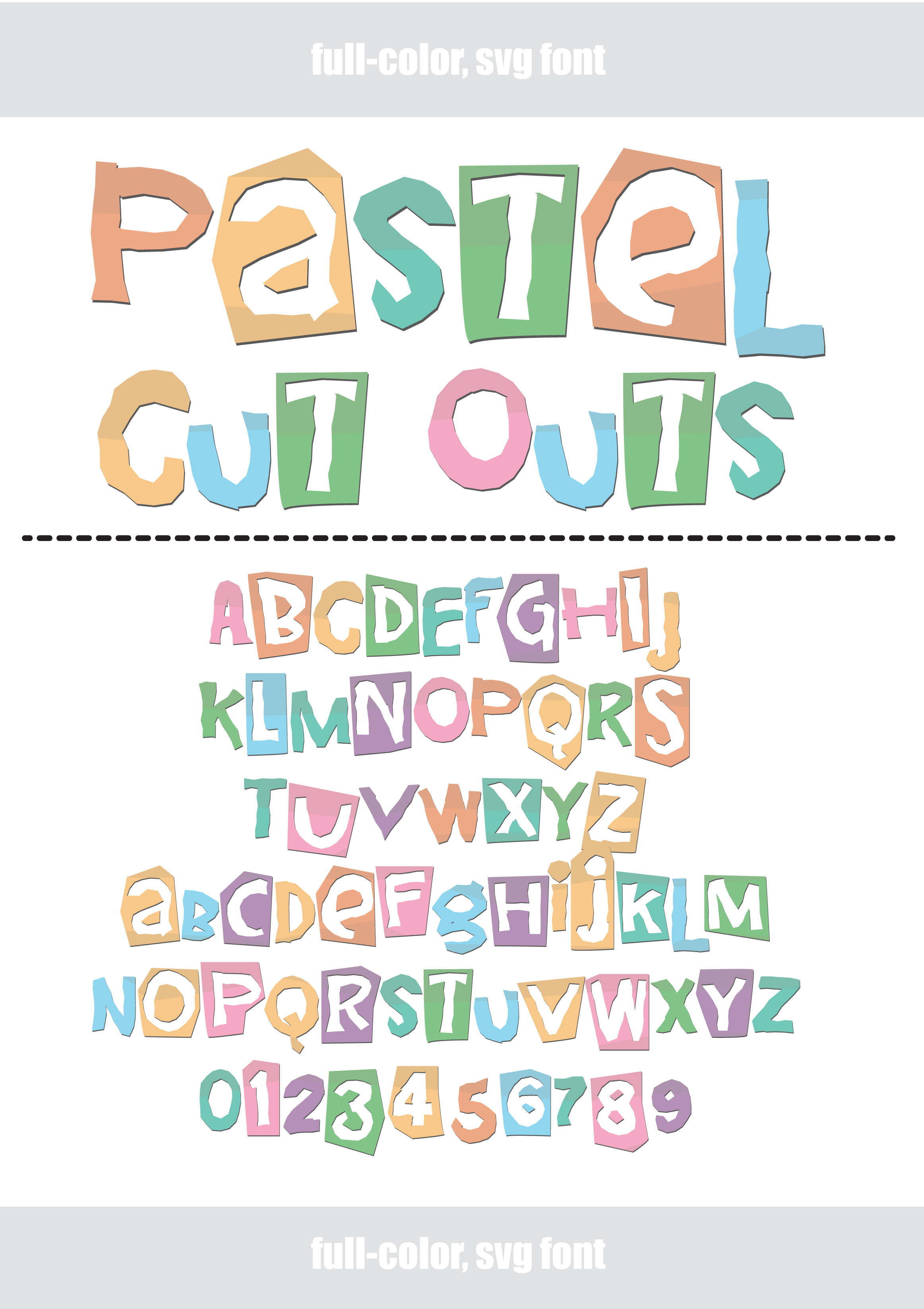 Full pastel-colored font for Canva and Cricut.