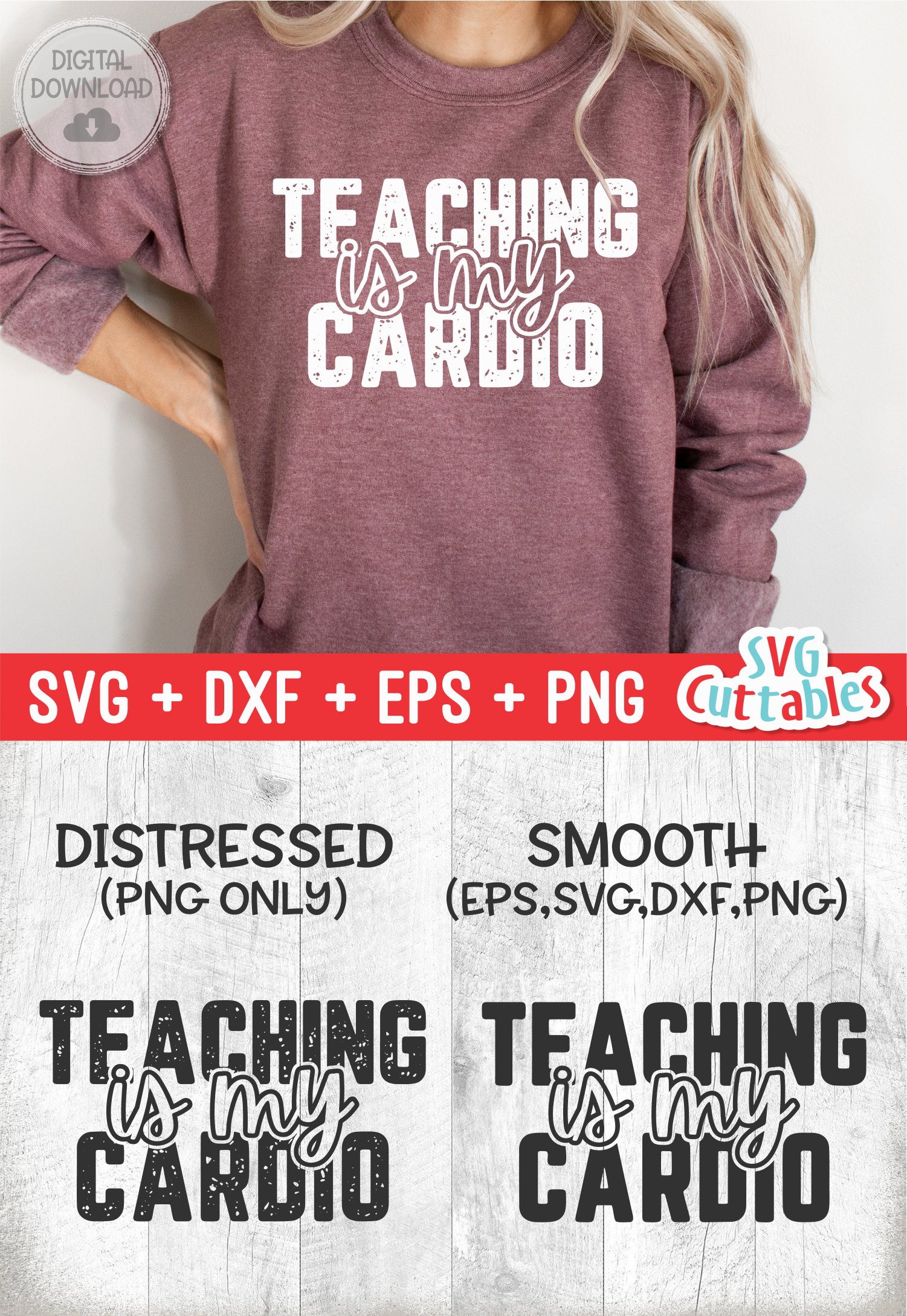 Teacher SVG | Teaching Is My Cardio | Teacher Shirt