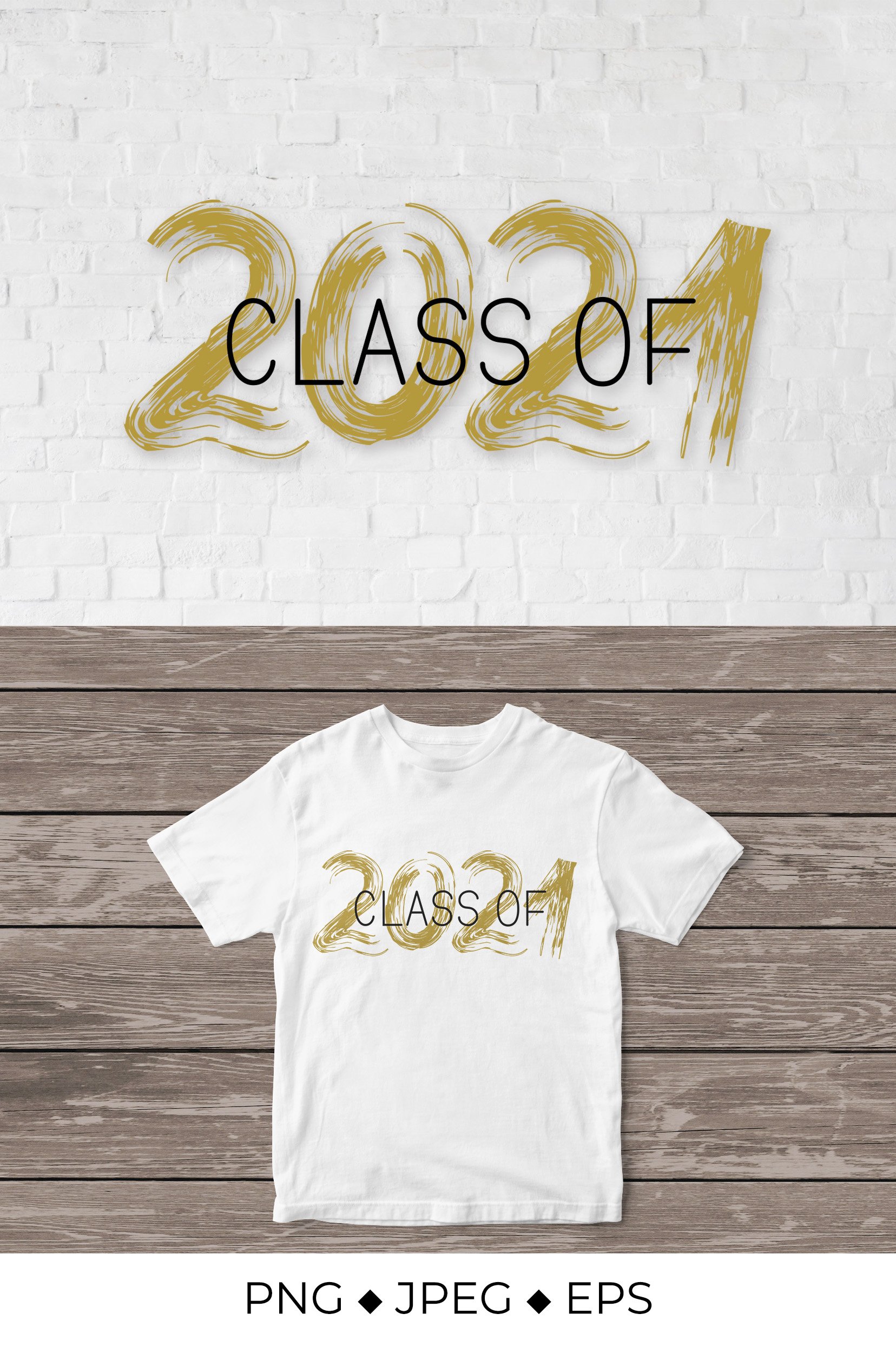Class of 2021 lettering with brush stroke sublimation design