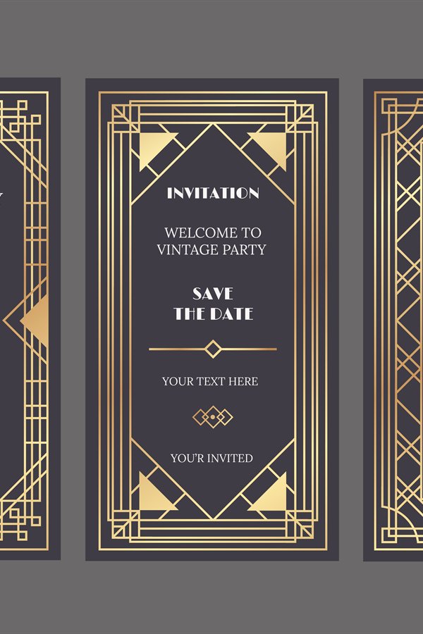 Art deco art banner. Fancy party event invitation, glamour g