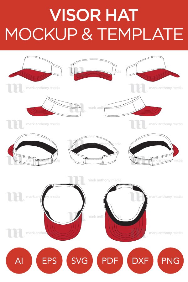 Visor Sports Hat - Golf, Tennis - Vector Template Mockup