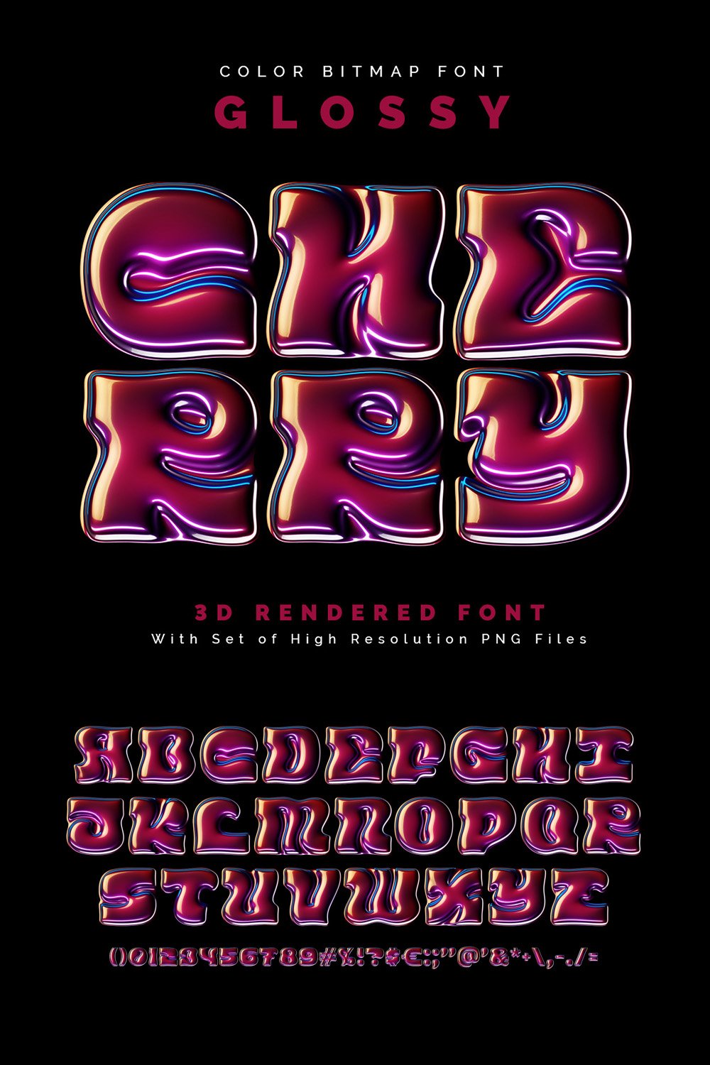 Glossy Cherry - Color Bitmap Font