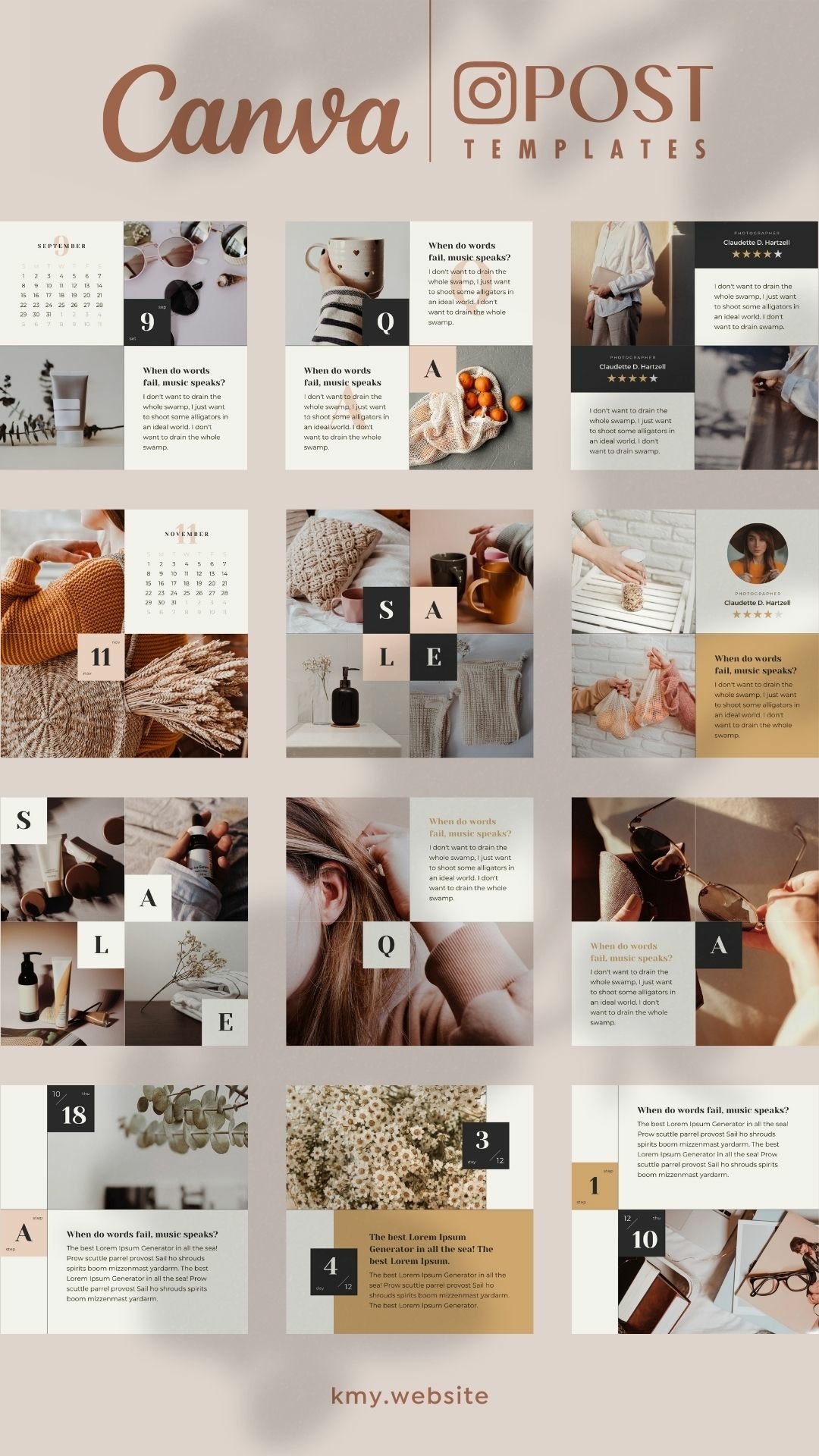 Instagram Template Canva Post Calendar Social Media Pack