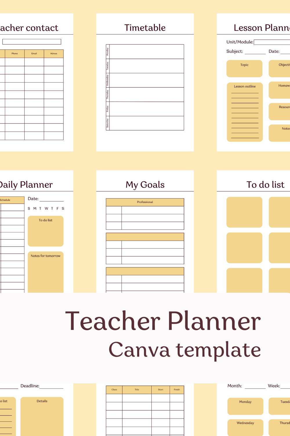 Teacher Planner Template
