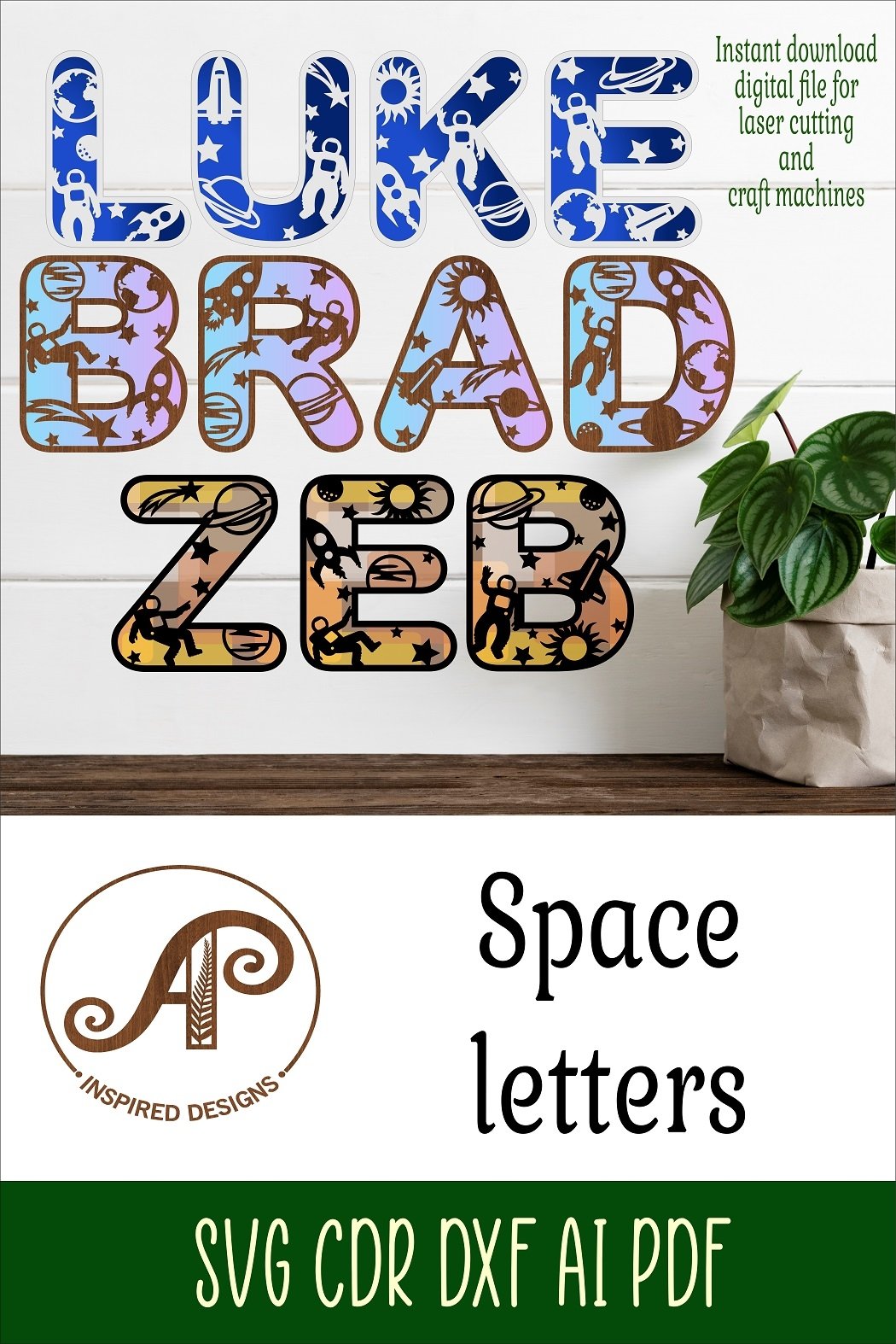 space theme alphabet set. 2 layer letters. 47letter