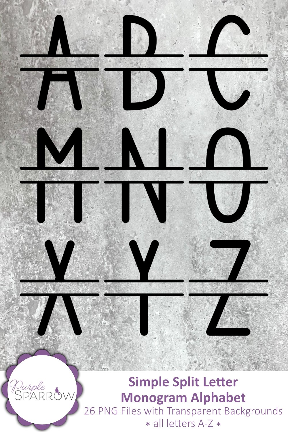 Simple Split Letter Monogram - Full Alphabet