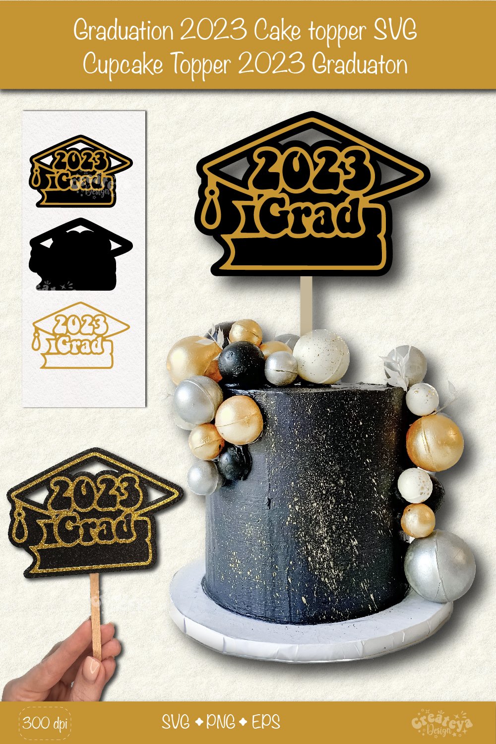 Graduation 2023 cake topper| Cupcake topper| Paper Cut