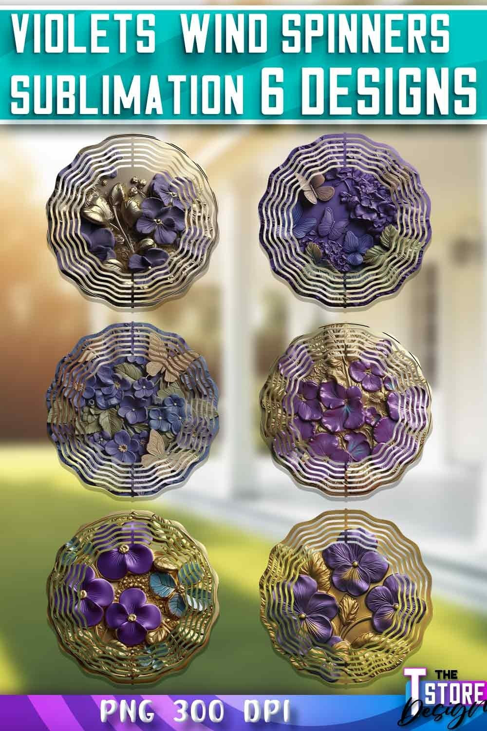 Violets Wind Spinners Sublimation | PNG Design | (2921610)