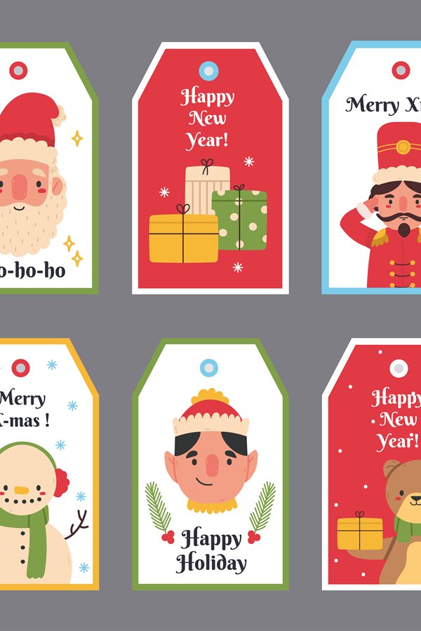 Christmas and New Year winter holidays gift tags. Merry Chri
