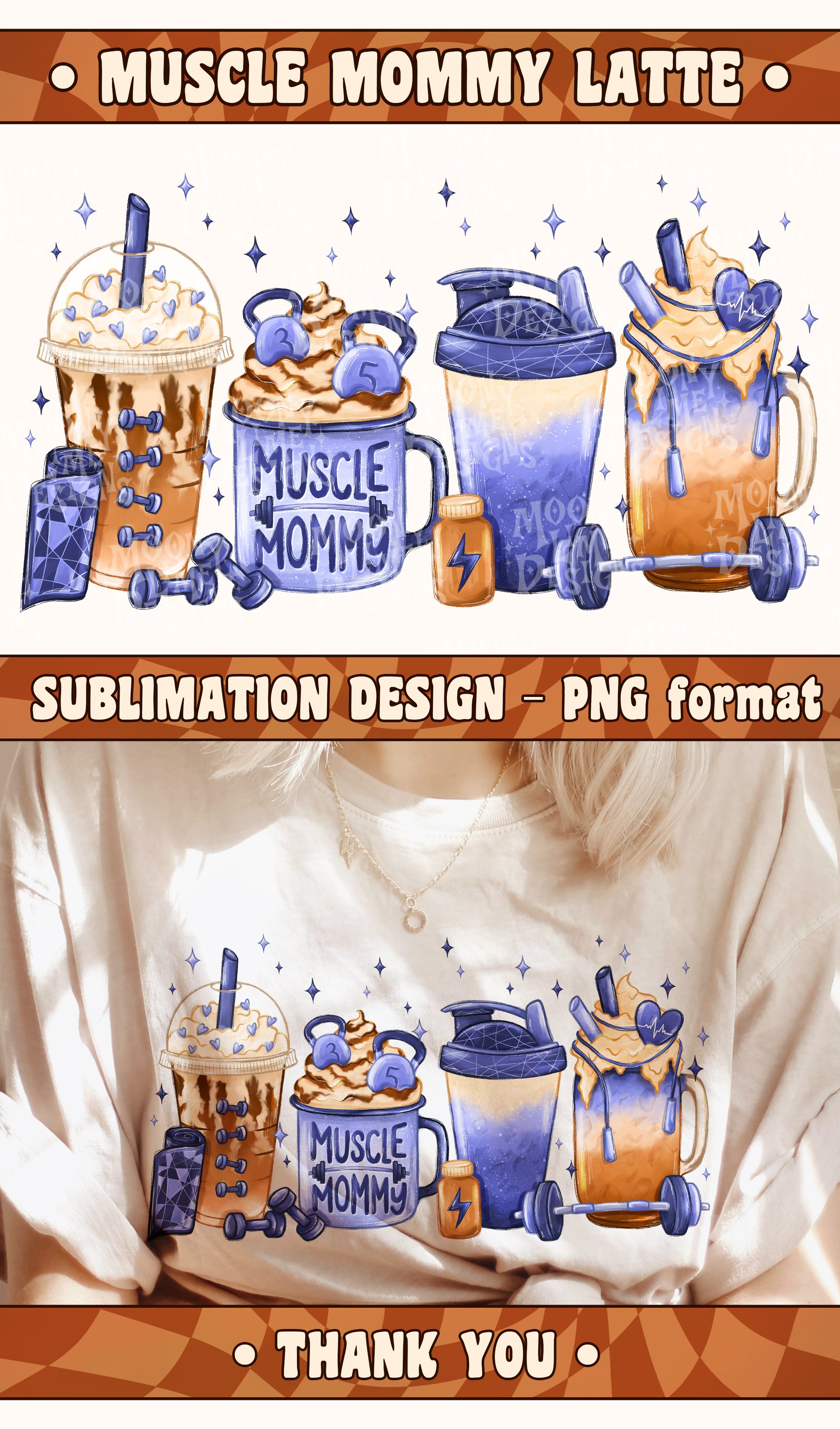 Muscle Mommy Latte Sublimation Design PNG Coffee, Gym Shirt