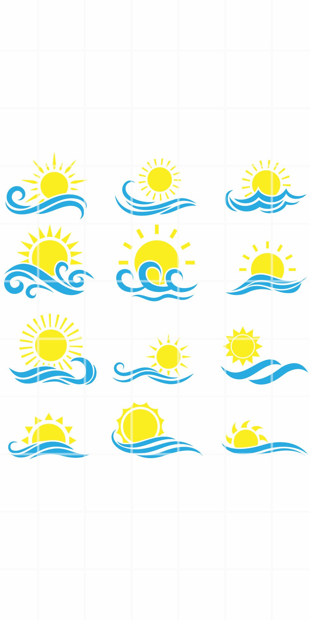 Sun and Sea SVG. Wave png. Sun and Sea clip Art. Digital.