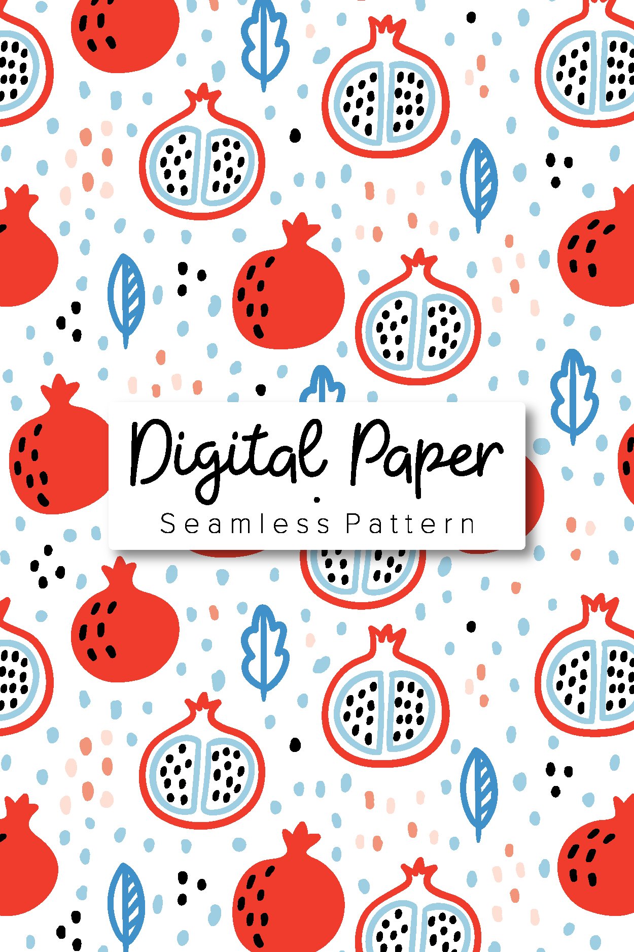Pomegranate digital paper. Fruit seamless pattern.