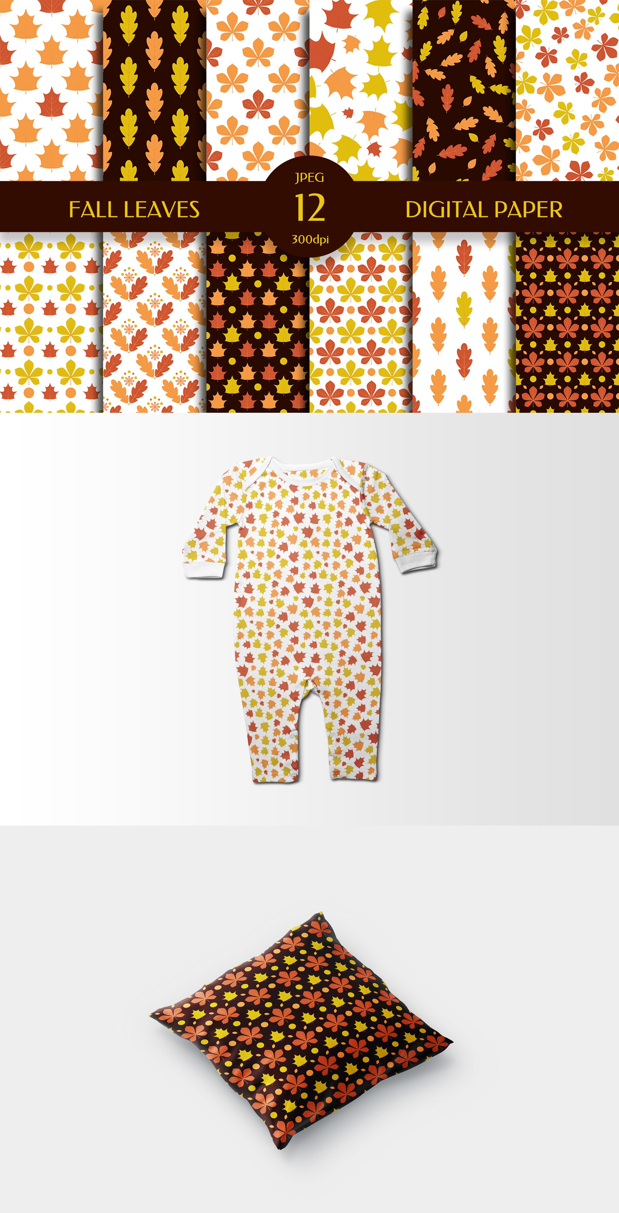 Fall Leaves Seamless Patterns Digital Paper Bundle