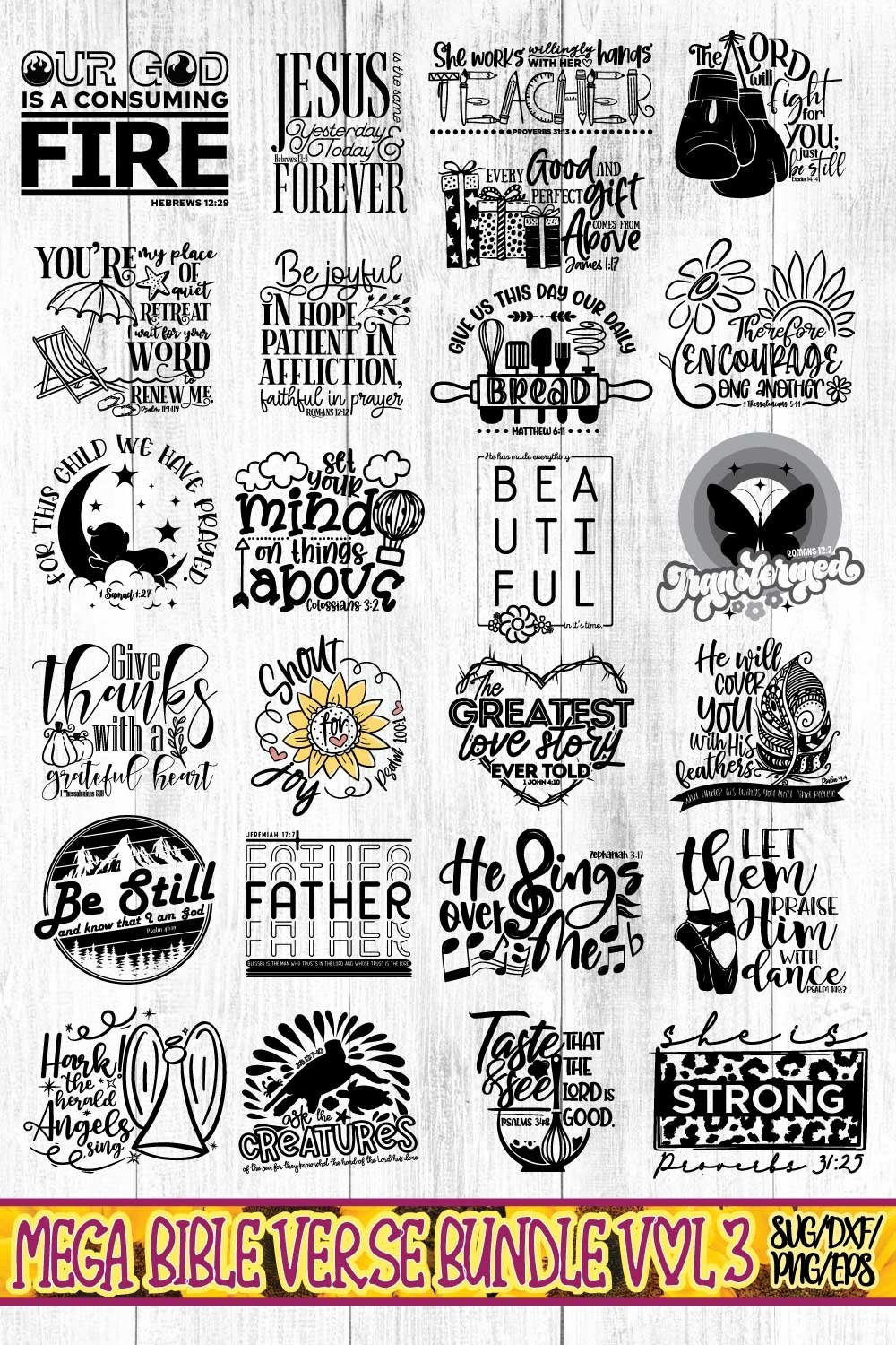 Bible Verse Bundle, Religious Bundle, Christian (2142371)