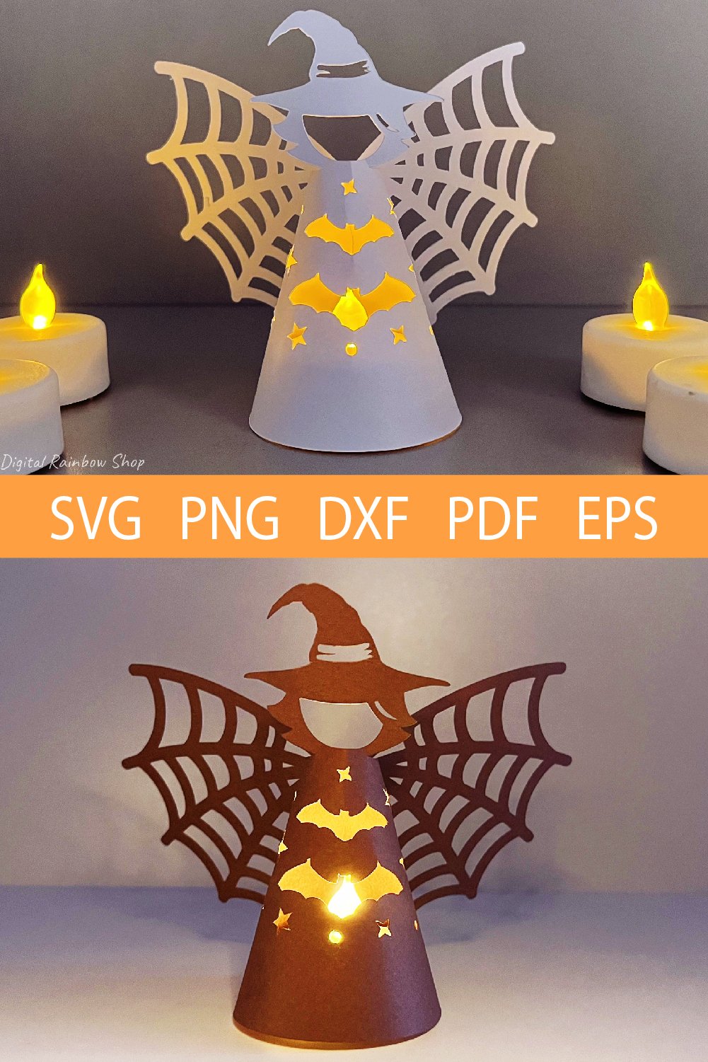Halloween lantern svg, 3d Halloween witch paper lantern