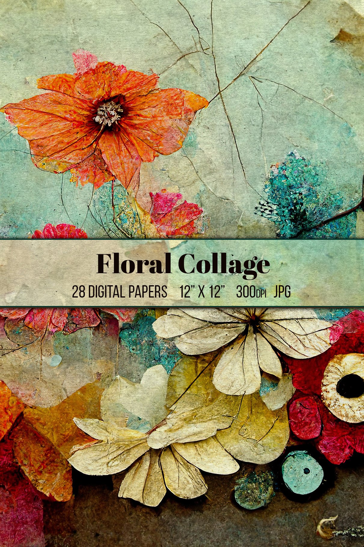 Floral Collage - 18 Digital Papers (2121811)