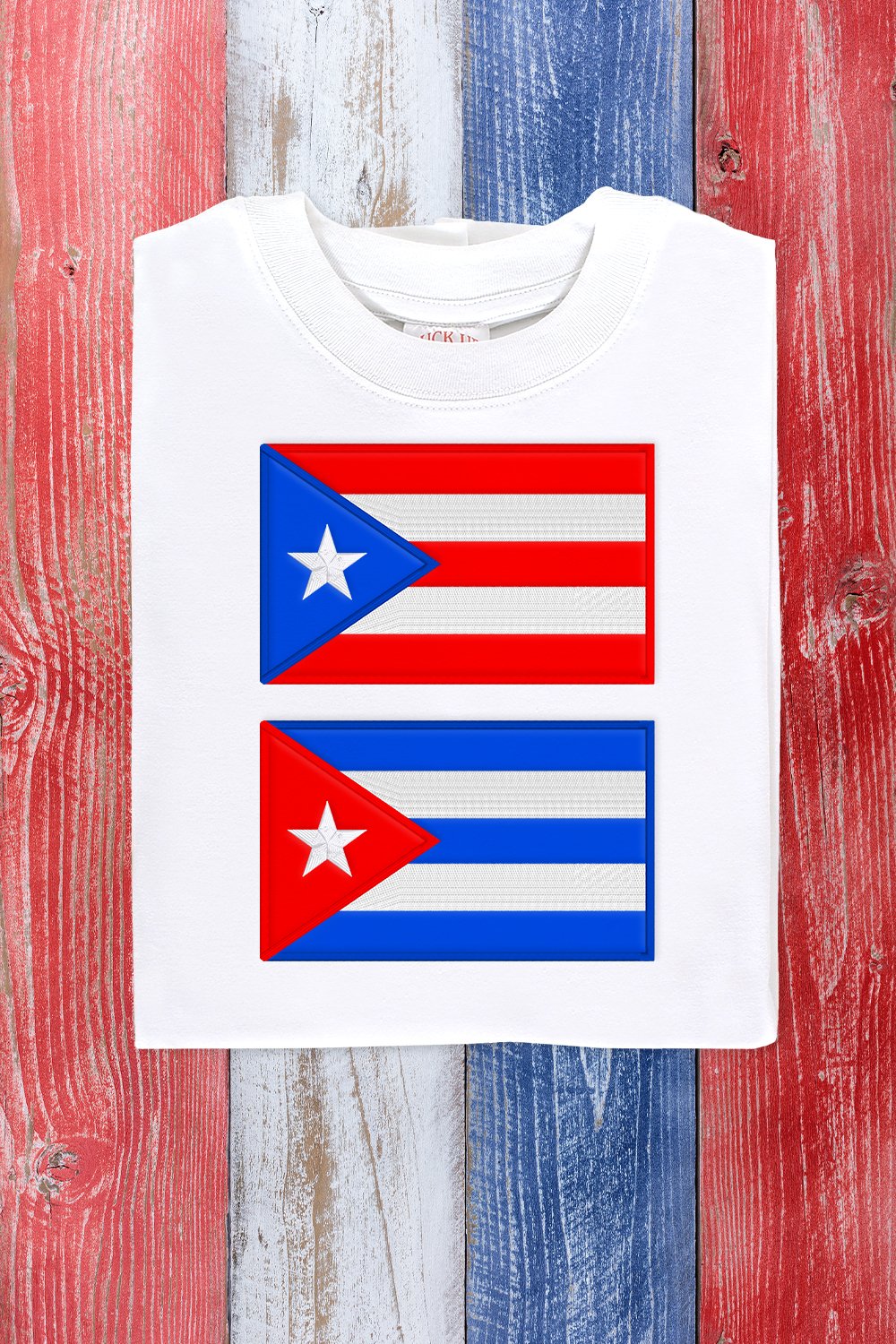 Puerto Rico or Cuba Flag Applique Embroidery File