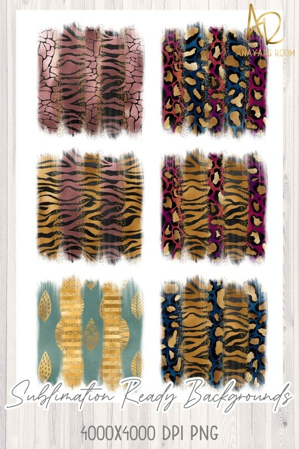 Leopard Tiger Print Sublimation Backgrounds PNG Templates