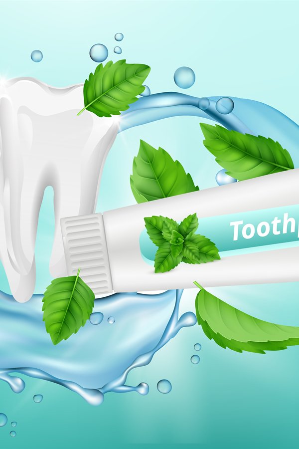 Toothpaste background. Dental poster design. Mint herbal too
