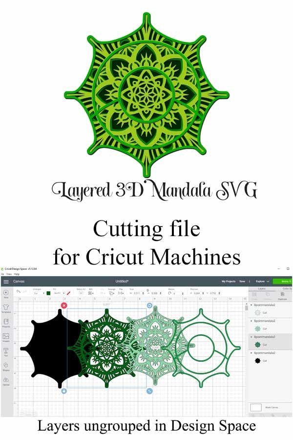 Layered Mandala 3D Design 4 Layers SVG, PNG, DXF, (882062)
