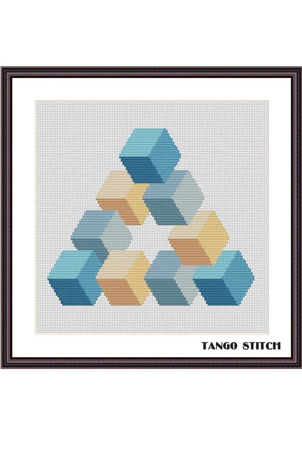 Cubes geometric design easy cross stitch pattern