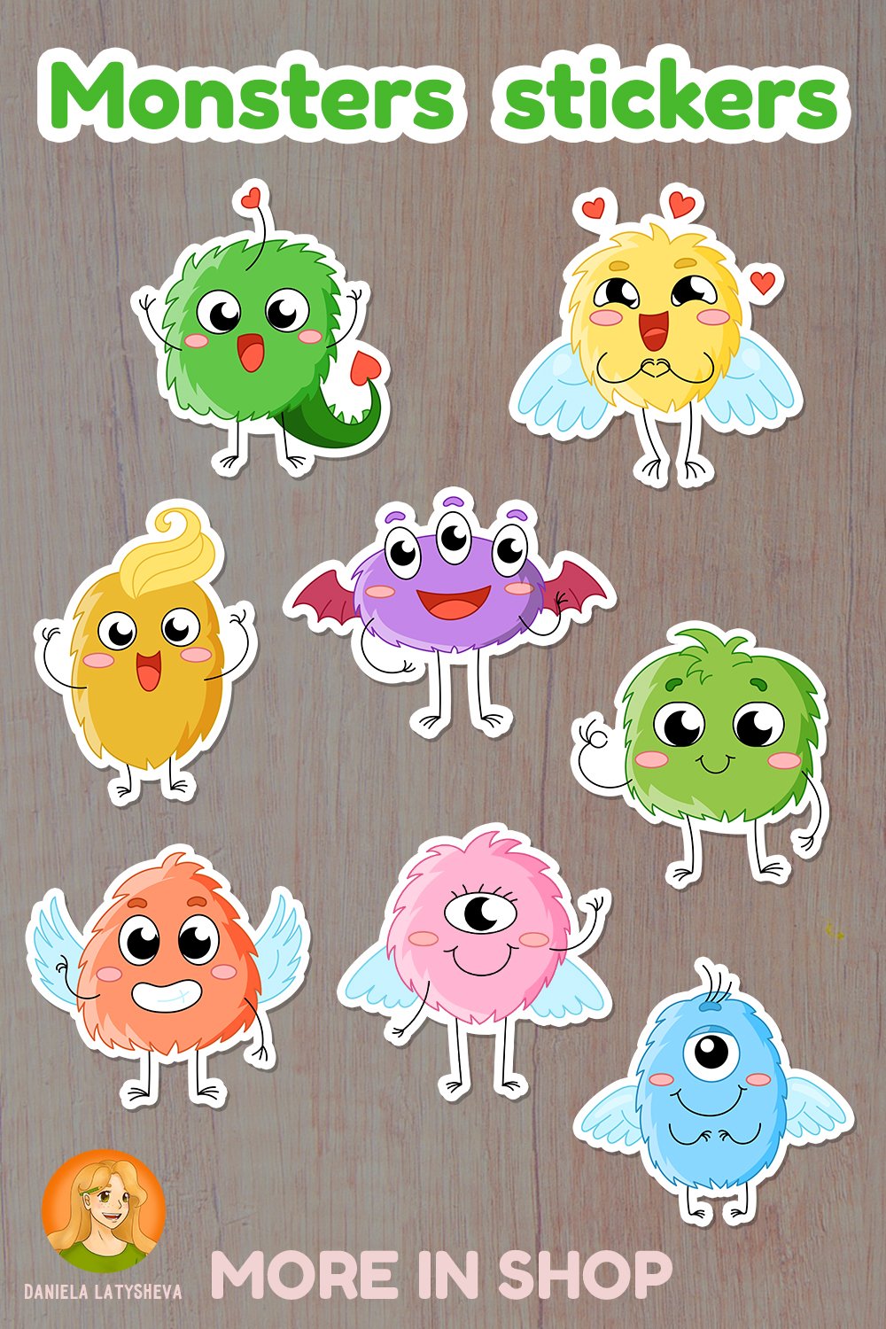 Cute monsters Printable Sticker Set, Cricut Sticker Bundle