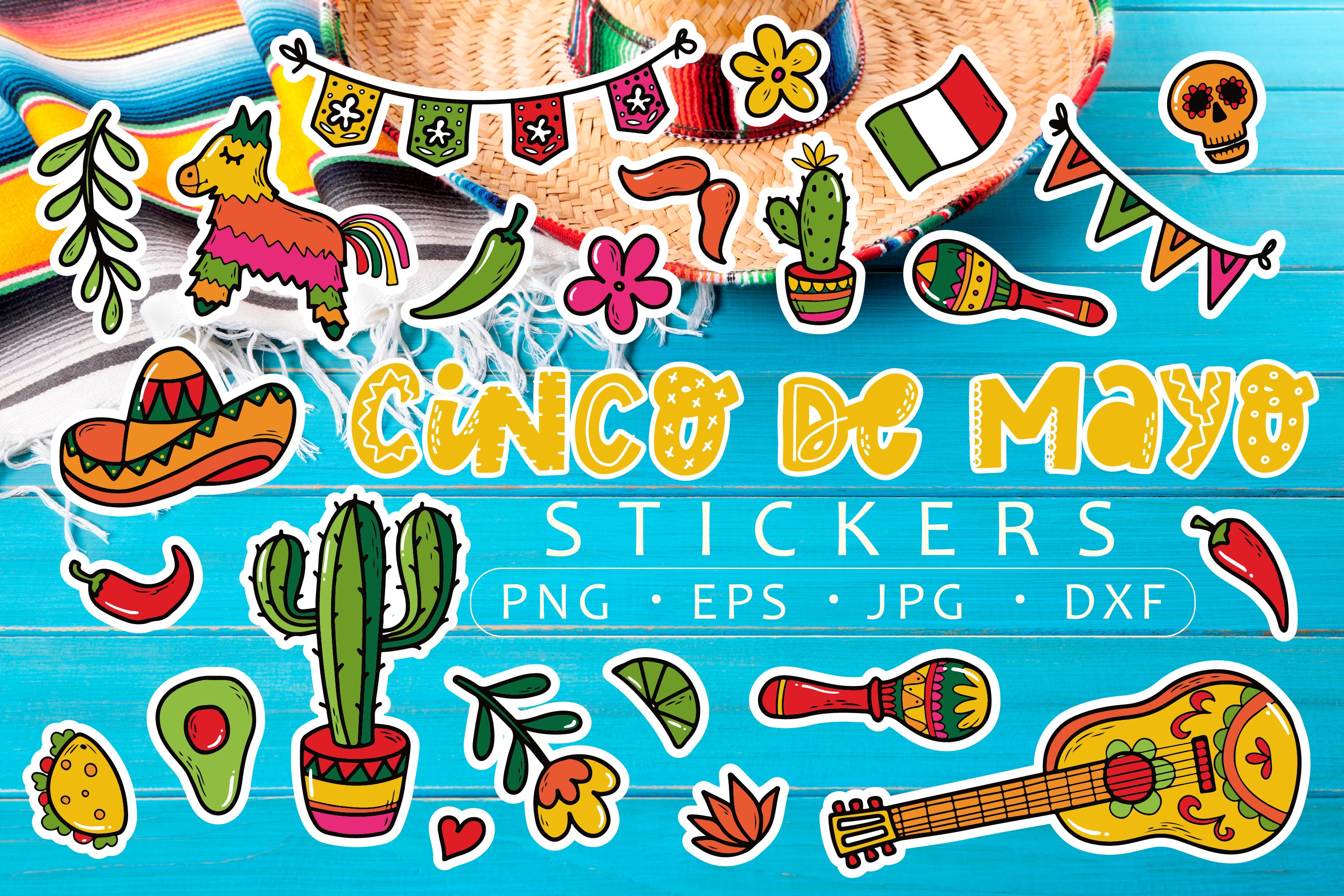 25 CINCO DE MAYO / DAY OF THE DEAD STICKERS AND CLIP ART