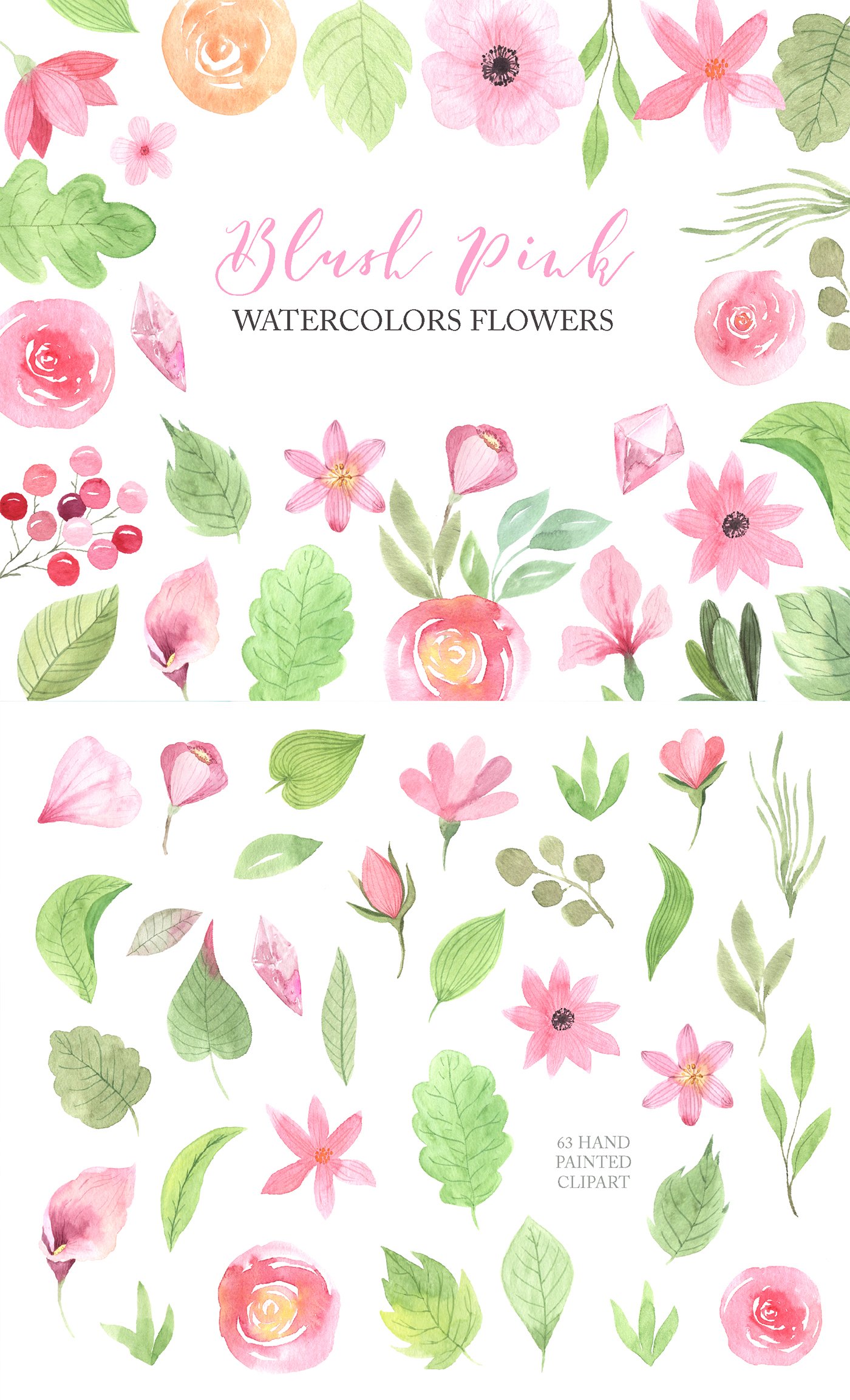 Watercolor Spring Flowers Clipart PNG (2567687)