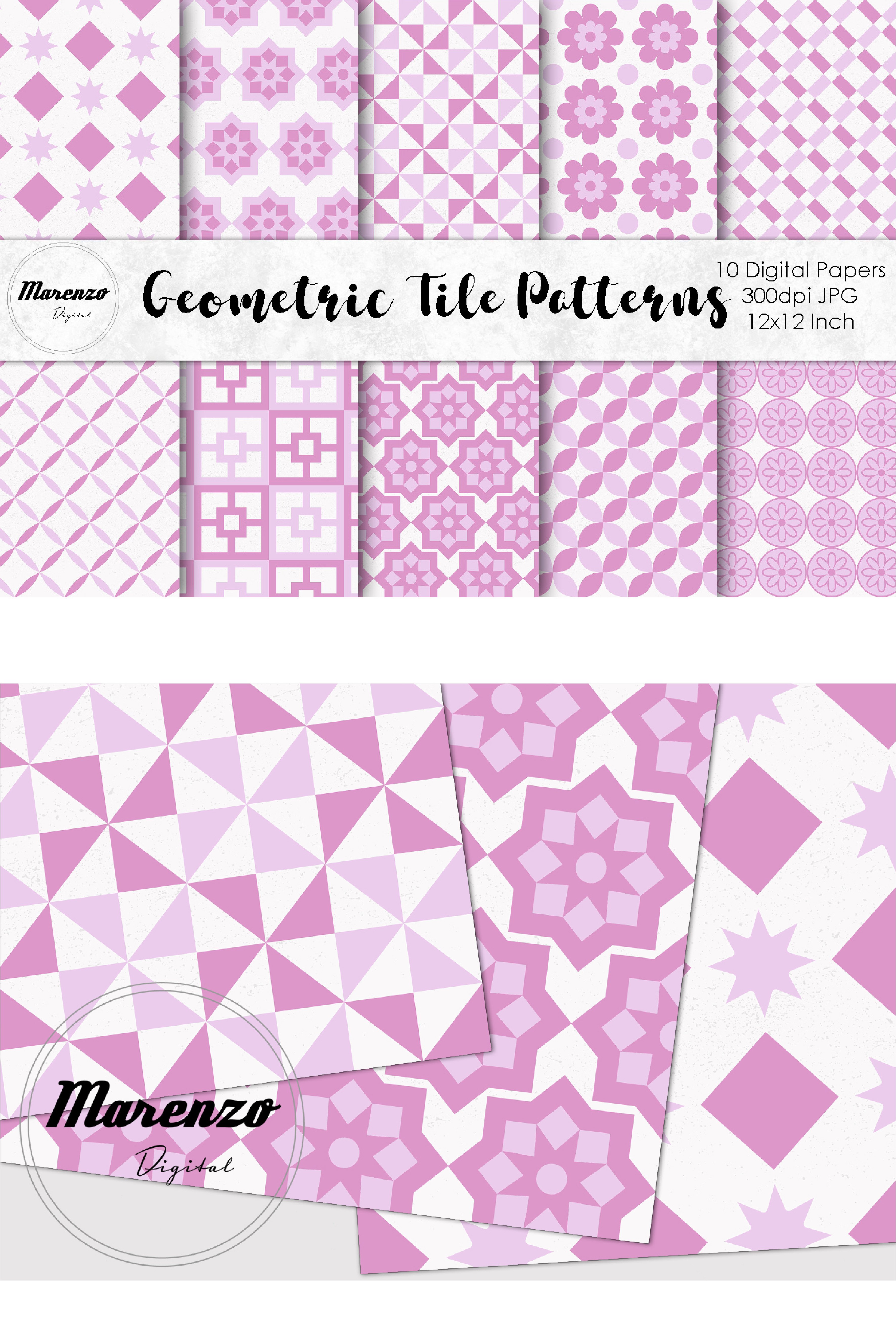 Geometric Tile Patterns - Seamless - Pink