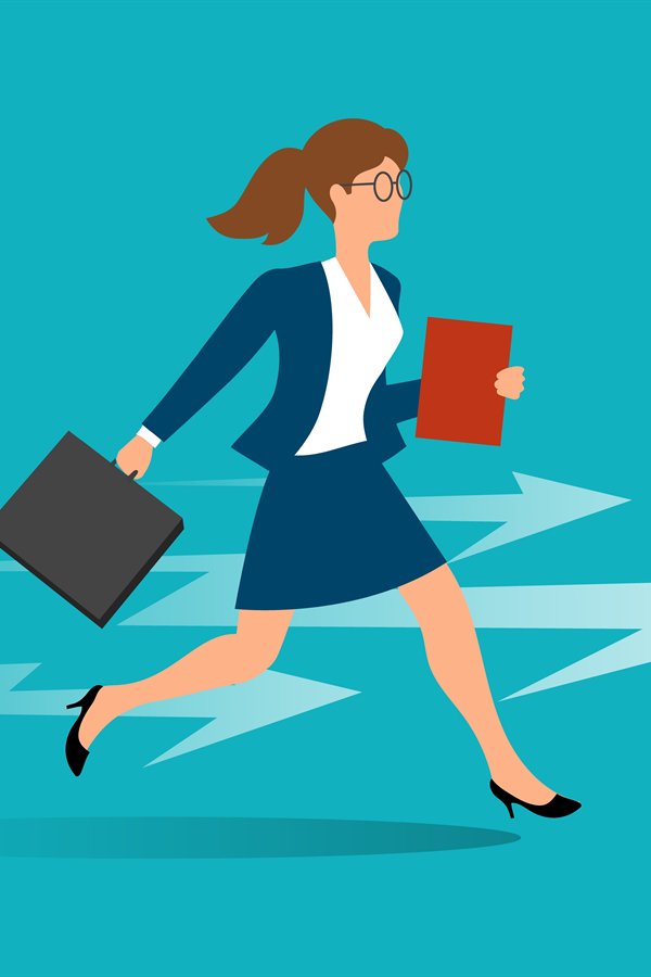Business woman running