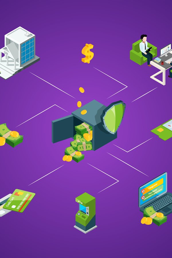 Vector isometric money flow in bank icons (871631)