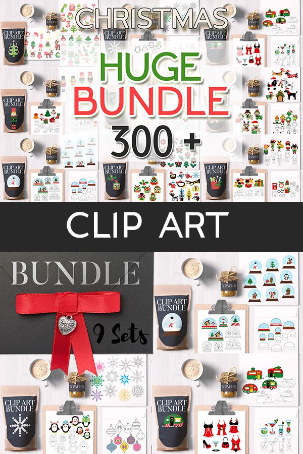 Christmas clipart illustrations bundle over 300 graphics