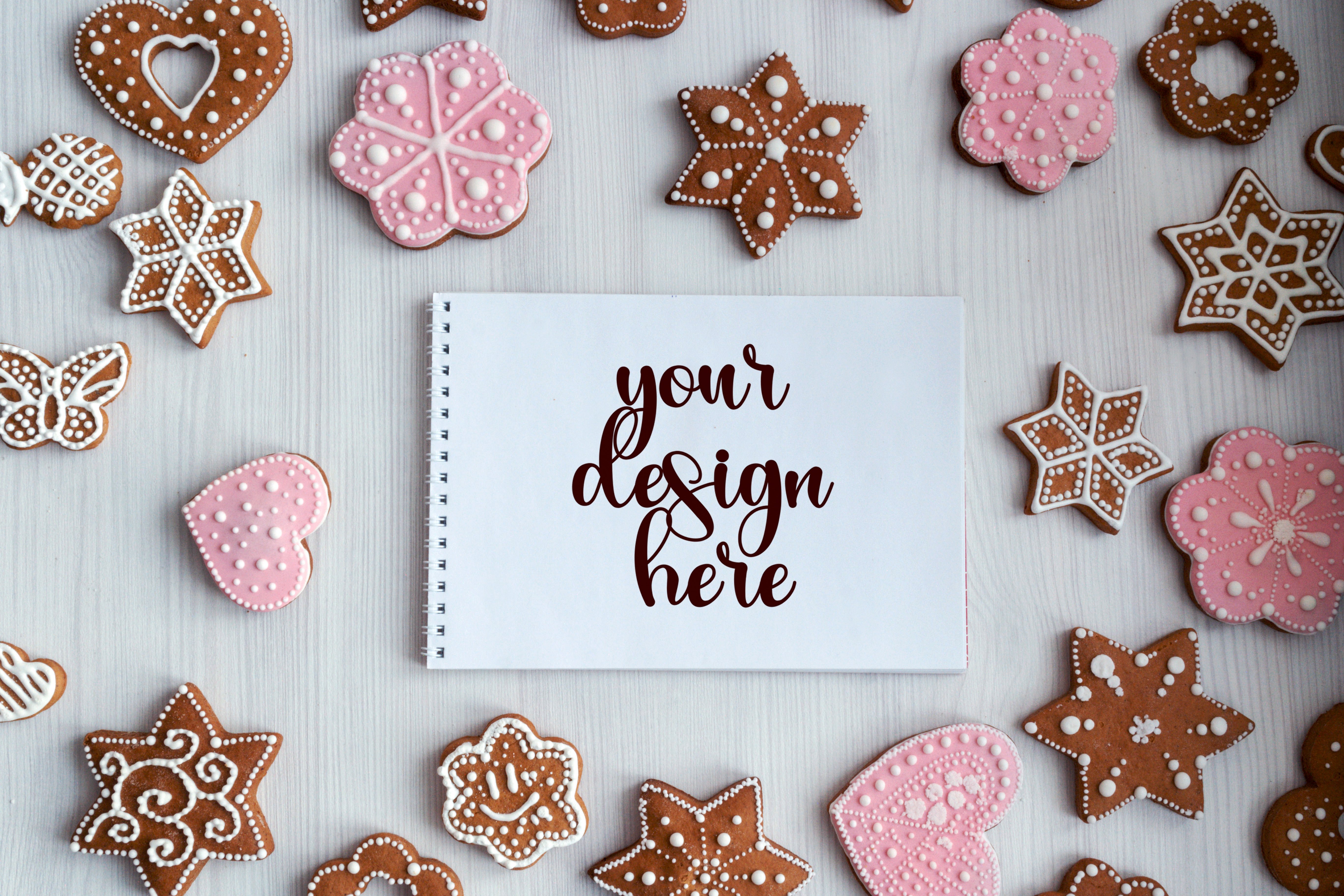 Set of Christmas mockups with cookies, flat lay