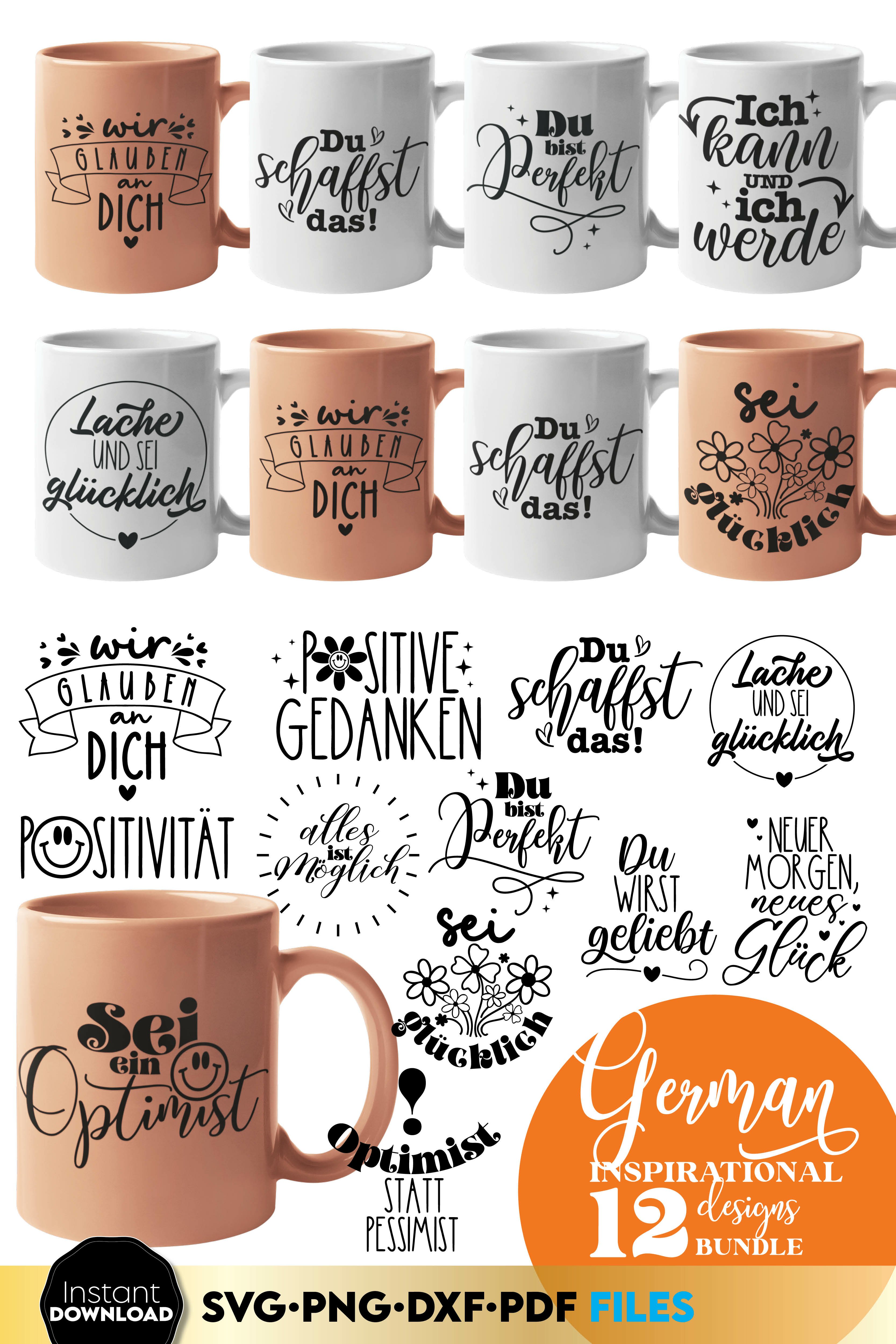 German plotter file inspirational positive sayings bundle
